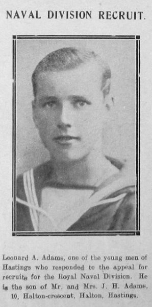 Adams, Leonard A - WW1 Roll Of Honour